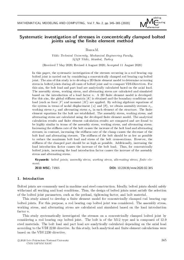 (PDF) Systematic investigation of stresses in concentrically clamped bolted joints using the ...