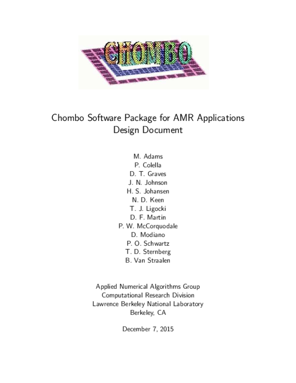 (PDF) Chombo Software Package for AMR Applications Design Document | Terry Ligocki - Academia.edu
