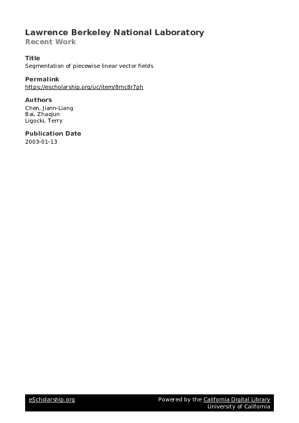 (PDF) Segmentation of piecewise linear vector fields