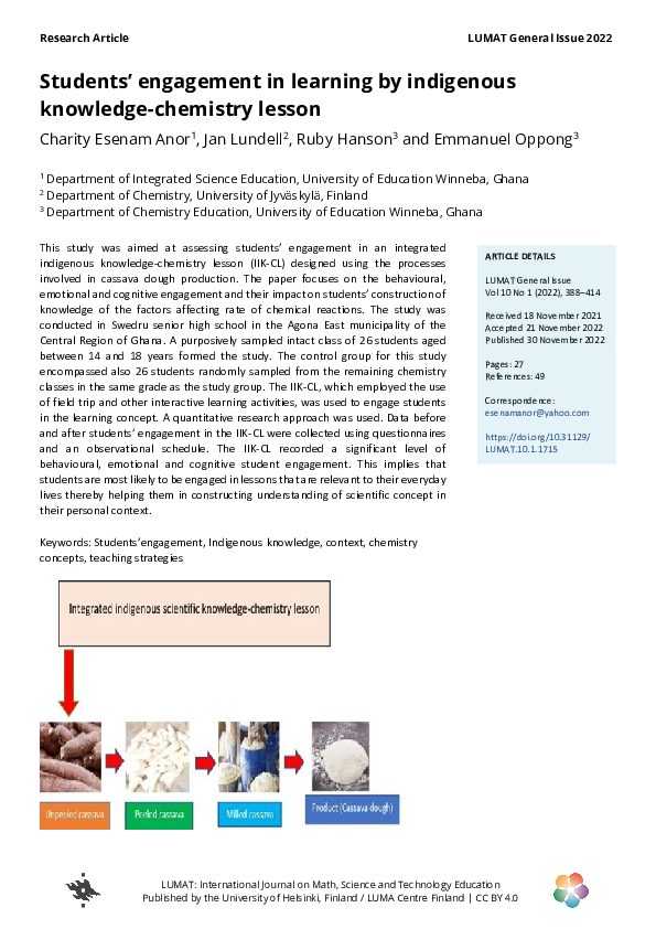(PDF) Students’ engagement in learning by indigenous knowledge ...