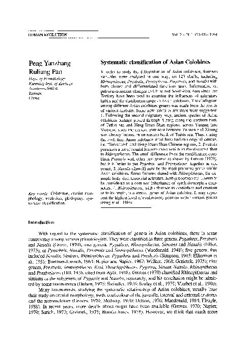 (PDF) Systematic classification of Asian colobines