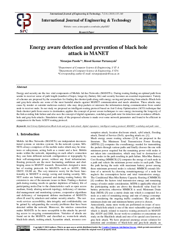 (PDF) Energy-Aware Black Hole Attack Prevention in MANET