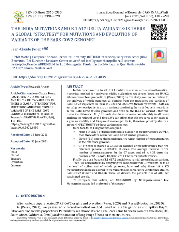 (PDF) The India Mutations and B.1.617 Delta Variants: Is There a Global ...