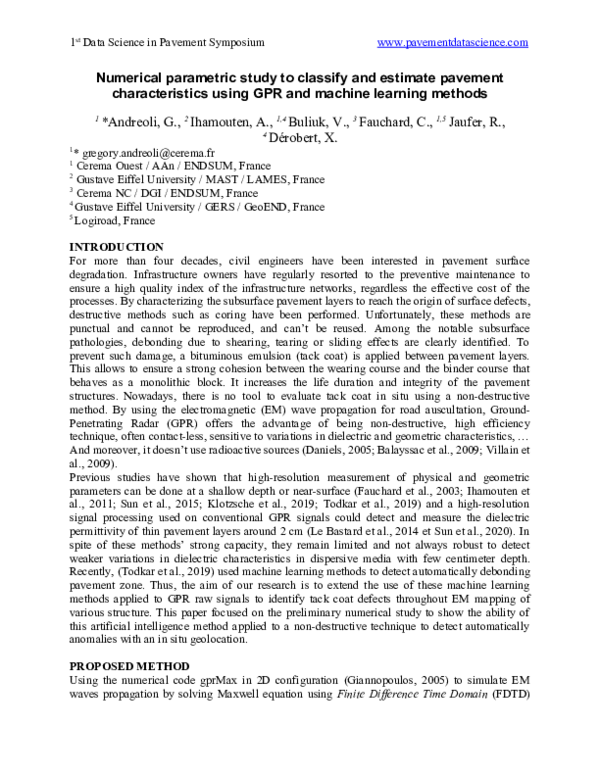 (PDF) Numerical parametric study to classify and estimate pavement characteristics using GPR and ...