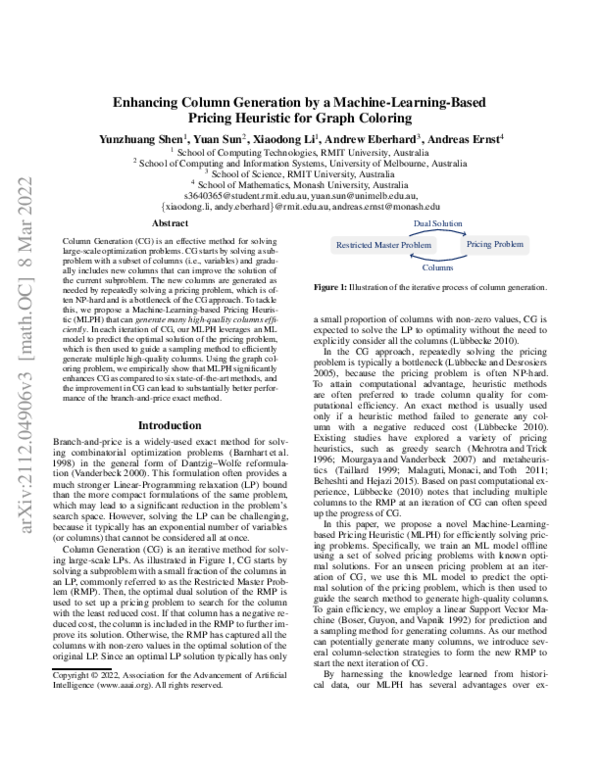 (PDF) Enhancing Column Generation by a Machine-Learning-Based Pricing Heuristic for Graph Coloring