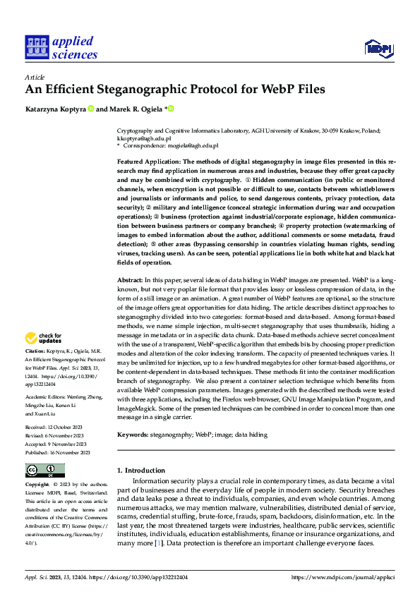 (PDF) An Efficient Steganographic Protocol for WebP Files