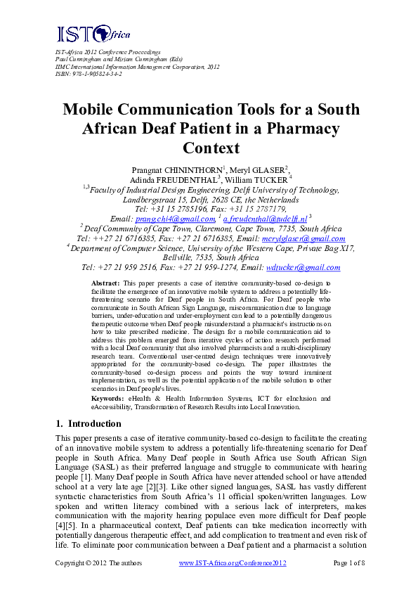 (PDF) Mobile communication tools for a South African deaf patient in a ...