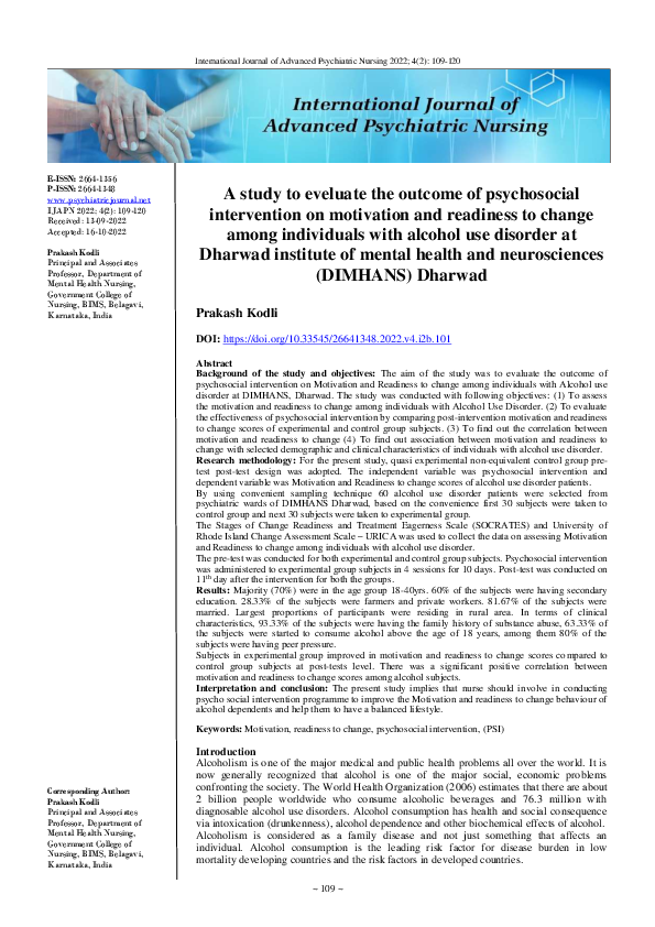 (PDF) A study to eveluate the outcome of psychosocial intervention on ...