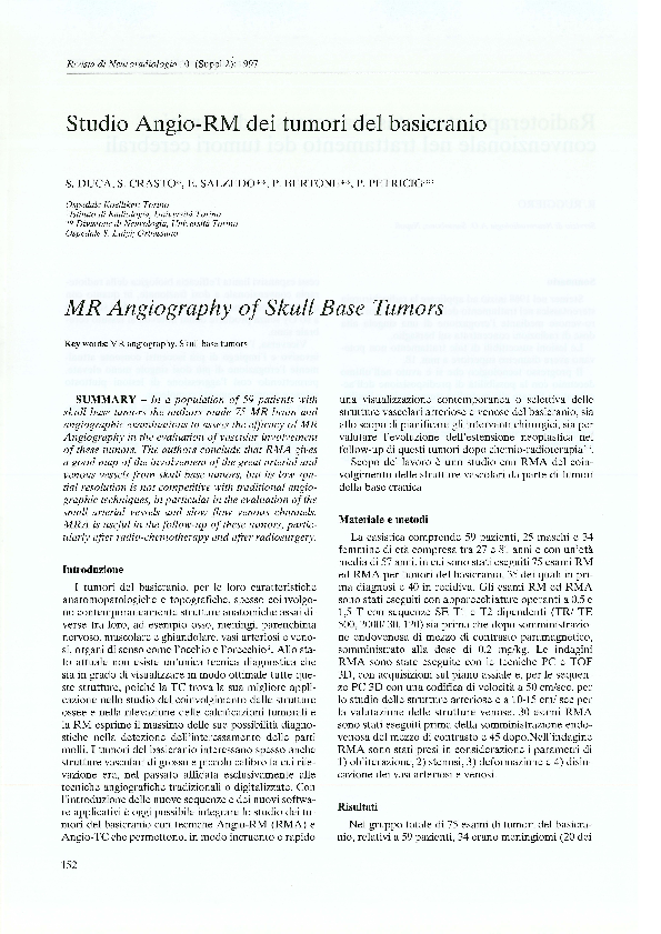 (PDF) Studio Angio-RM dei tumori del basicranio