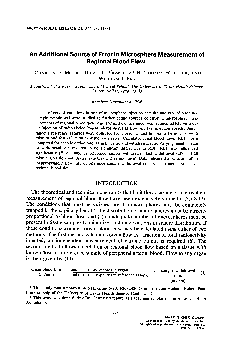 (PDF) An additional source of error in microsphere measurement of regional blood flow