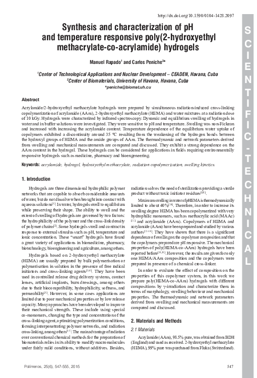 (PDF) Synthesis and characterization of pH- and temperature-sensitive materials based on ...