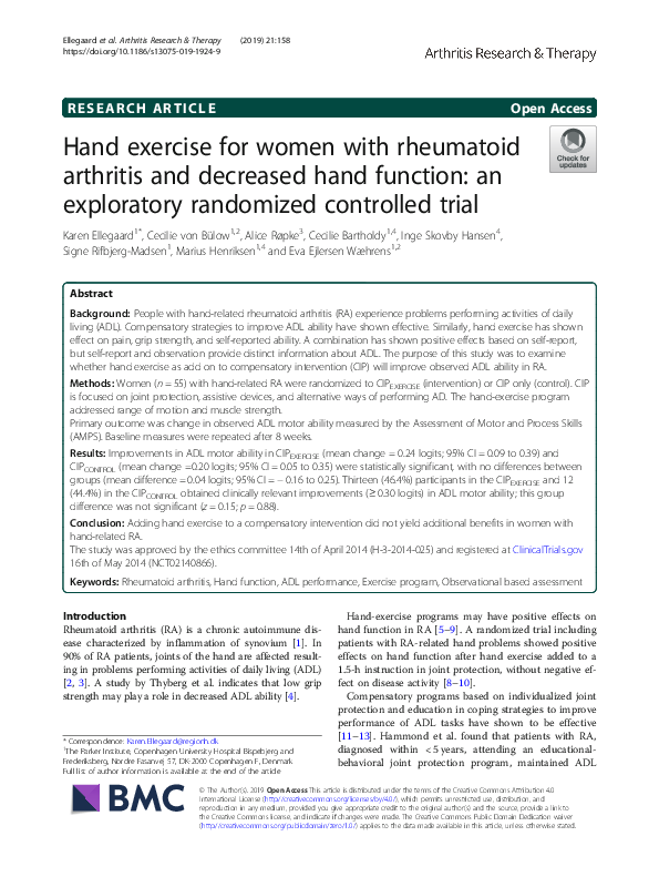 (PDF) Hand exercise for women with rheumatoid arthritis and decreased ...