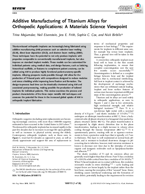 (PDF) Additive Manufacturing of Titanium Alloys for Aerospace and ...