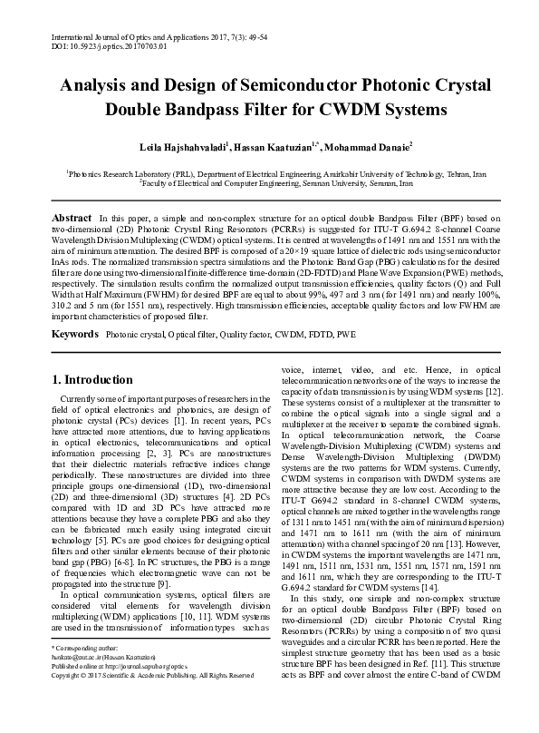 (PDF) Analysis and Design of Semiconductor Photonic Crystal Double ...