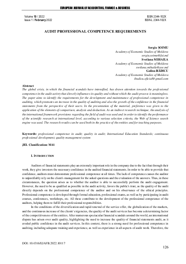 (PDF) Audit Professional Competence Requirements