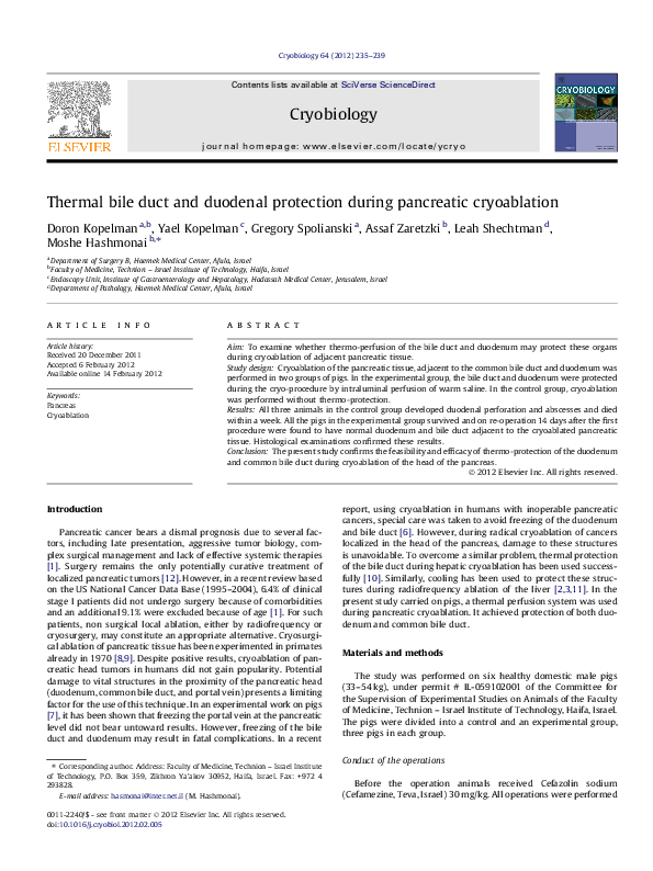 (PDF) Thermal bile duct and duodenal protection during pancreatic ...