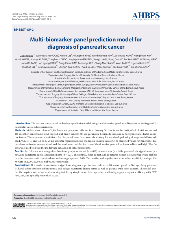 (PDF) Multi-biomarker panel prediction model for diagnosis of ...
