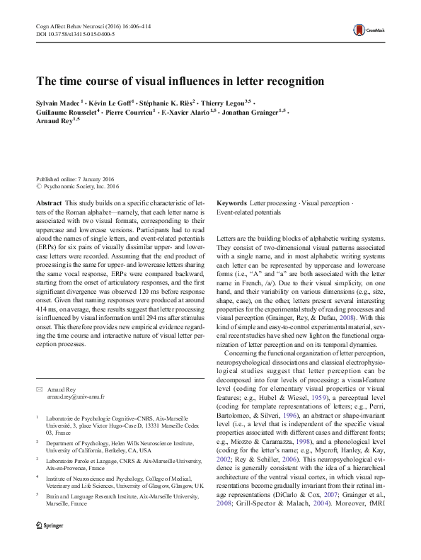 (PDF) The time course of visual influences in letter recognition