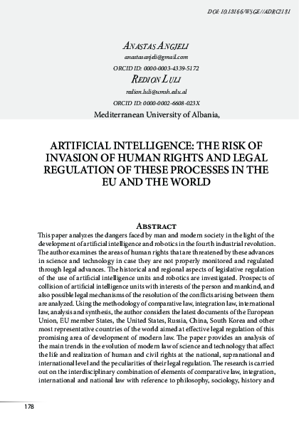 (PDF) Artificial intelligence: the risk of invasion of human rights and ...