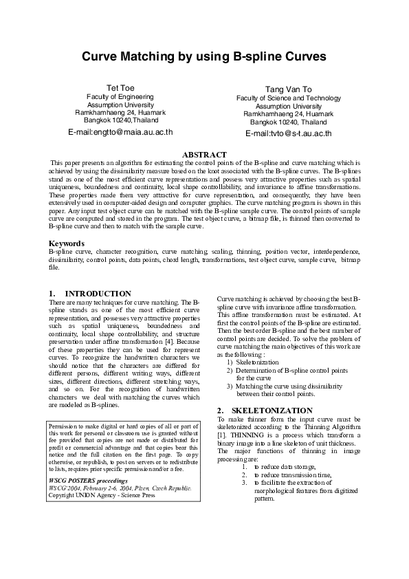 Pdf Curve Matching By Using B Spline Curves