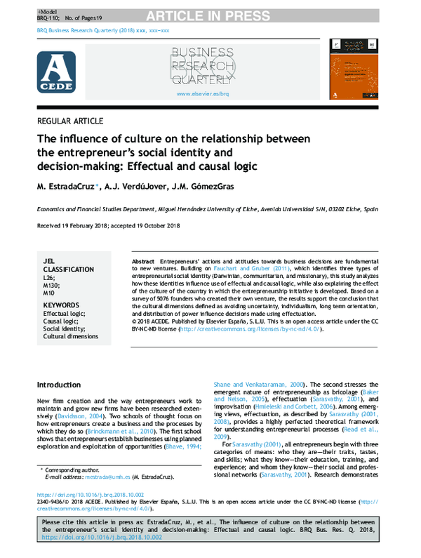 (PDF) The Influence of Culture on the Relationship between the ...