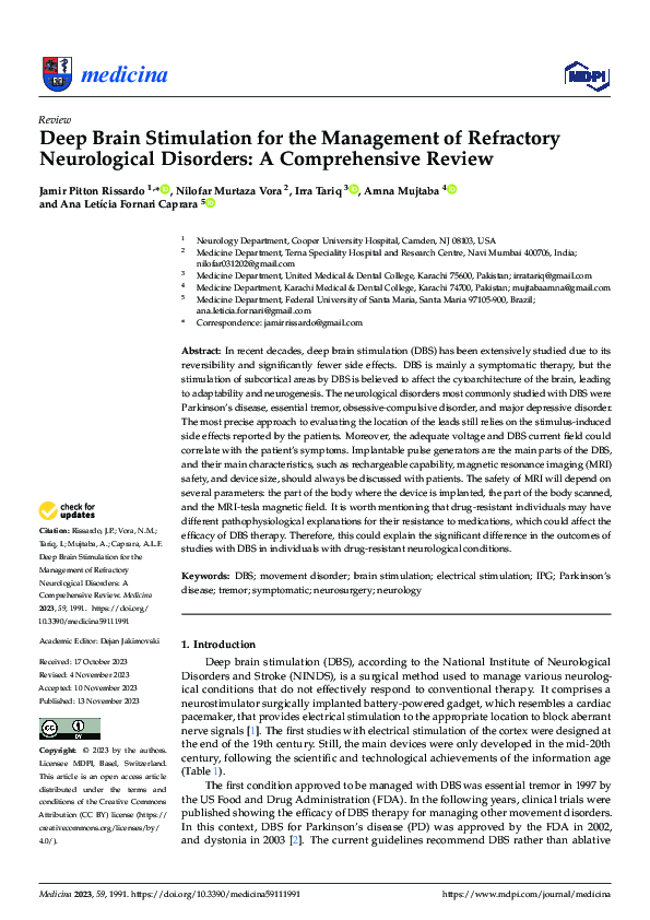 (PDF) Deep Brain Stimulation for the Management of Refractory ...