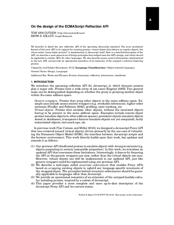 (PDF) On the design of the ECMAScript Reflection API