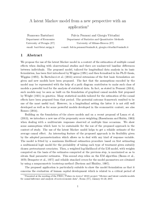 (PDF) A latent Markov model from a new perspective with an application | Giorgio Vittadini ...