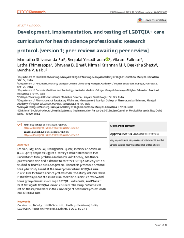 (PDF) Development, implementation, and testing of LGBTQIA+ care ...