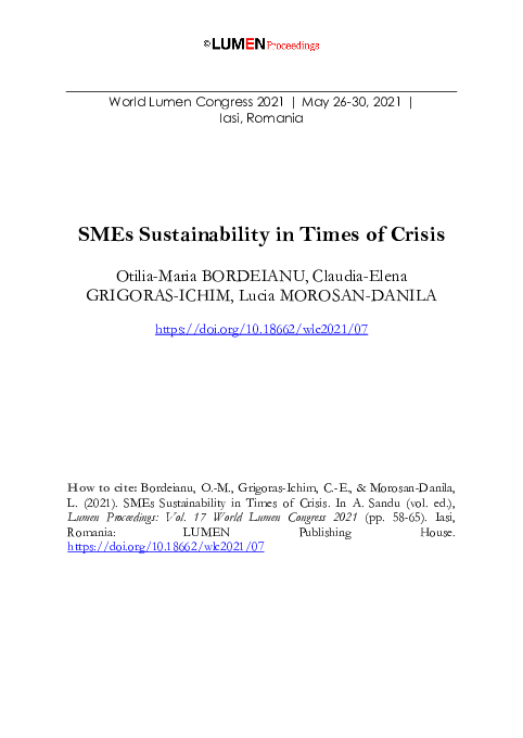 (PDF) SMEs Sustainability in Times of Crisis
