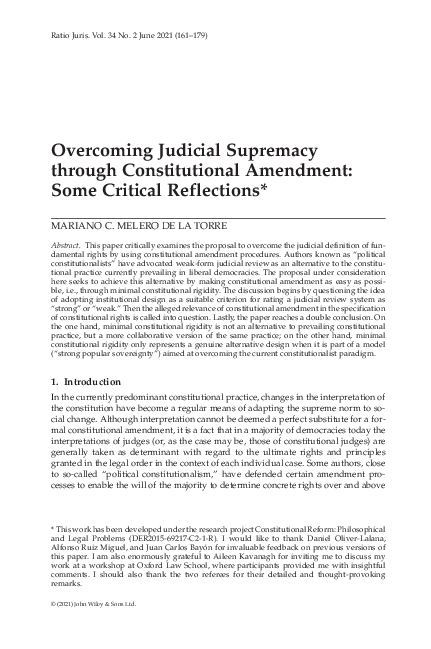 (PDF) Overcoming Judicial Supremacy through Constitutional Amendment ...