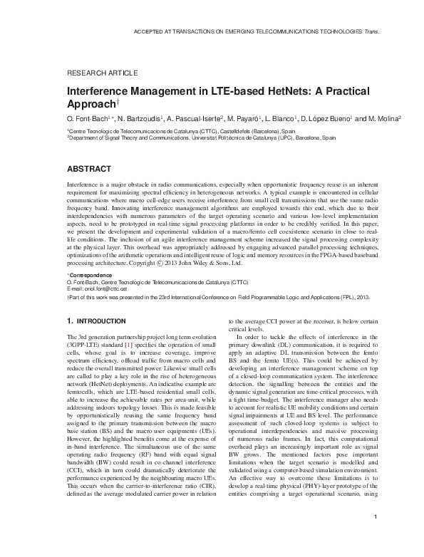 (PDF) Interference management in LTE-based HetNets: a practical approach