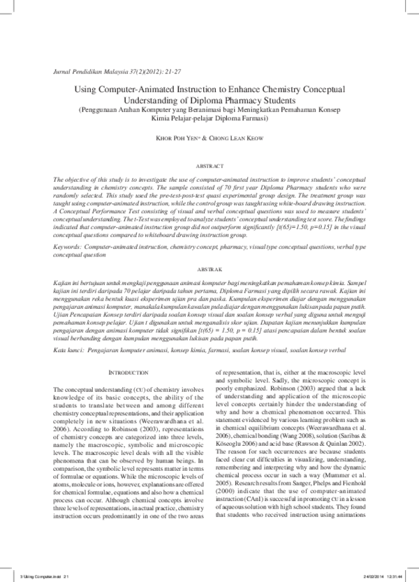 (PDF) Using Computer-Animated Instruction to Enhance Chemistry ...