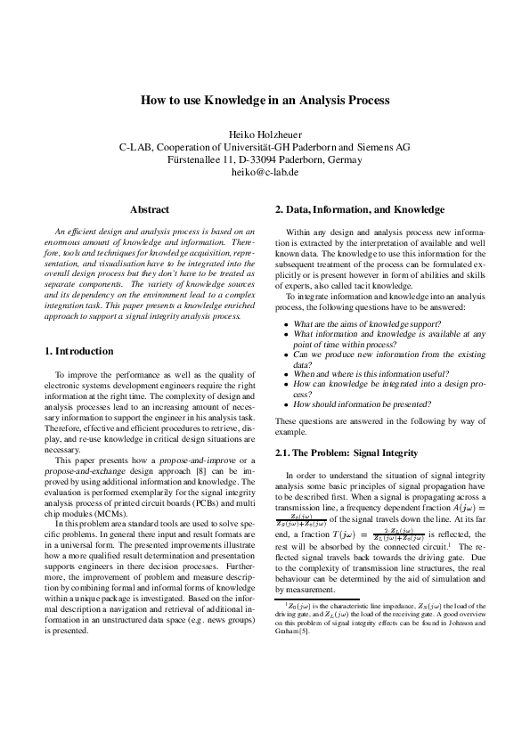 (PDF) How to use knowledge in an analysis process