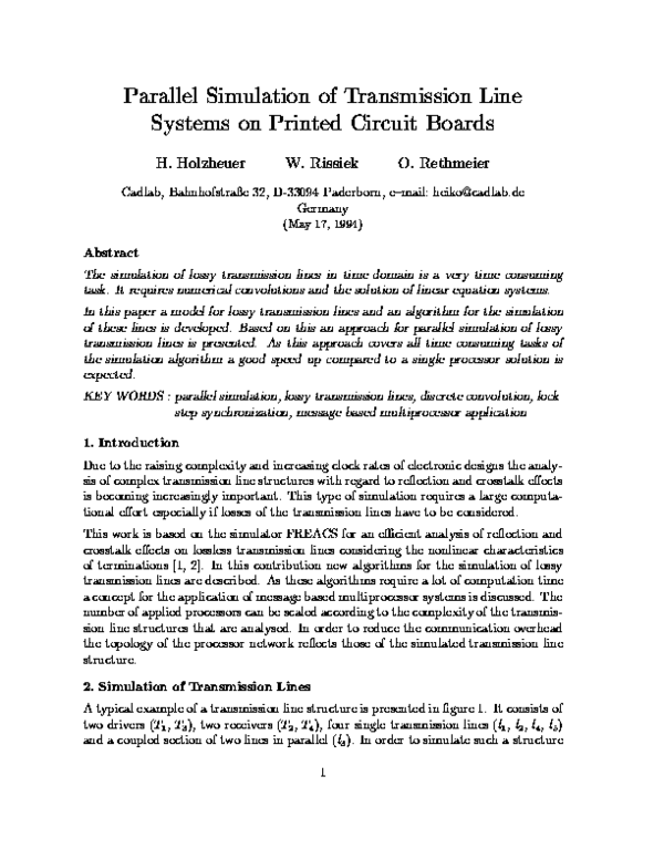 (PDF) Parallel Simulation of Transmission Line Systems on Printed Circuit Boards