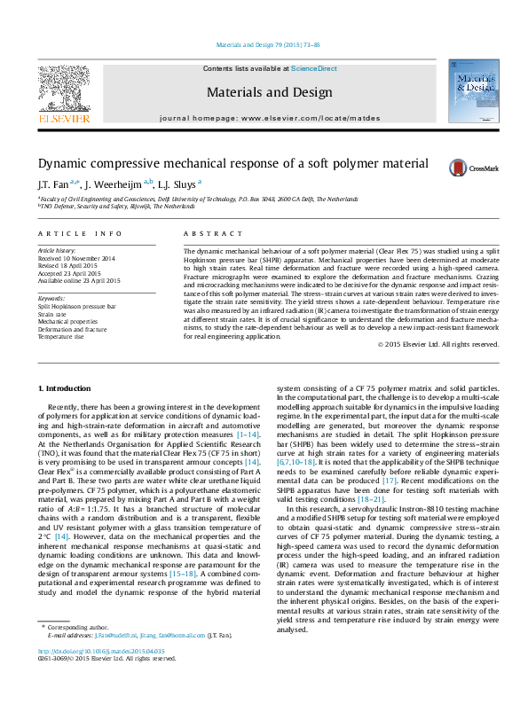(PDF) Dynamic compressive mechanical response of a soft polymer material