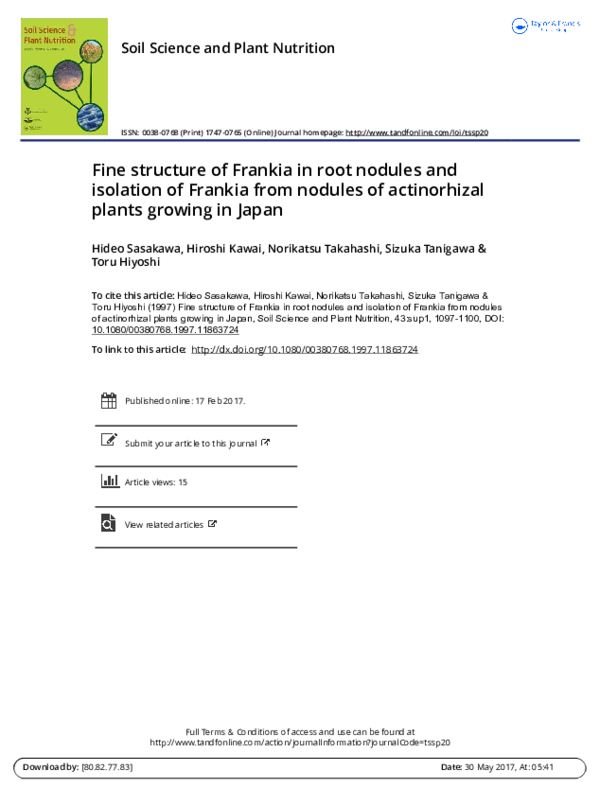 (PDF) Fine structure of Frankia in root nodules and isolation of ...