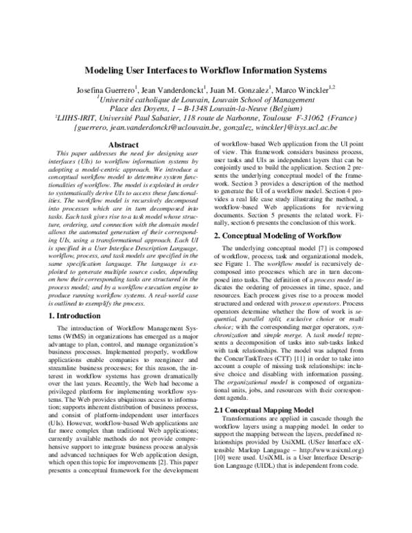 (PDF) Modelling User Interfaces to Workflow Information Systems