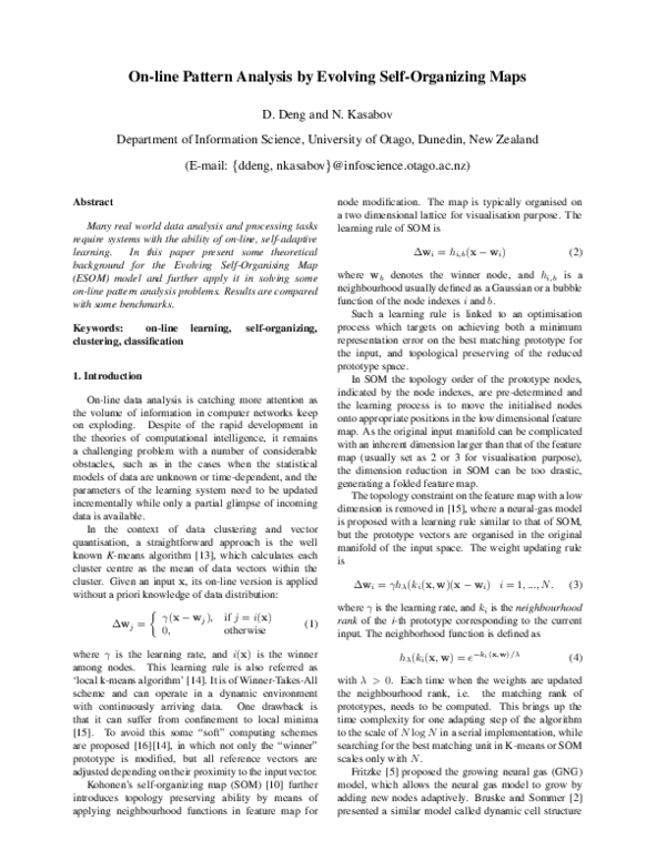 (PDF) On-line pattern analysis by evolving self-organizing maps