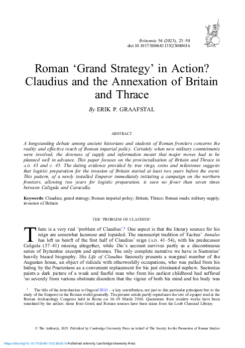 (PDF) Roman ‘Grand Strategy’ in Action? Claudius and the Annexation of ...