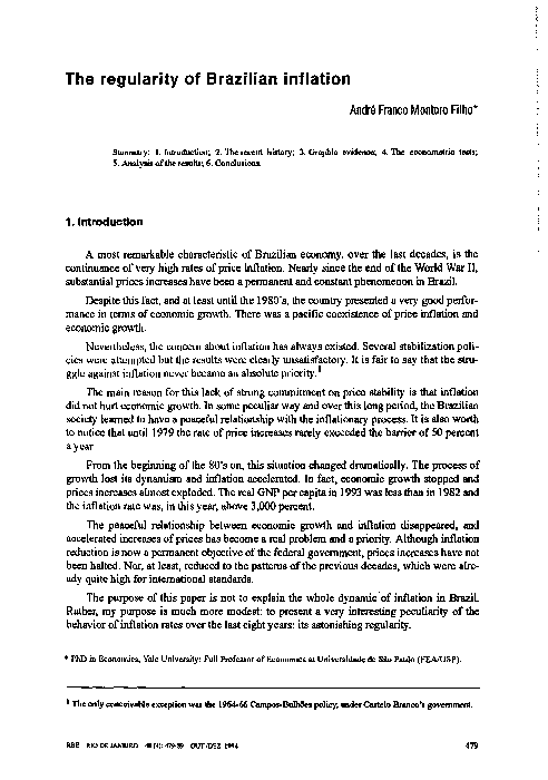 (PDF) The regularity of Brazilian inflation | Andre Franco Montoro ...