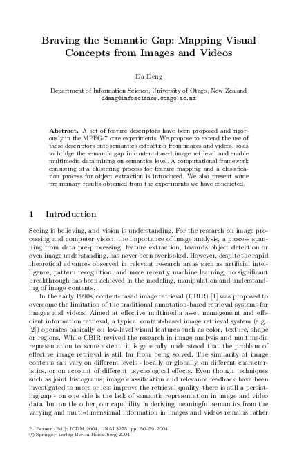 (PDF) Braving the Semantic Gap: Mapping Visual Concepts from Images and Videos