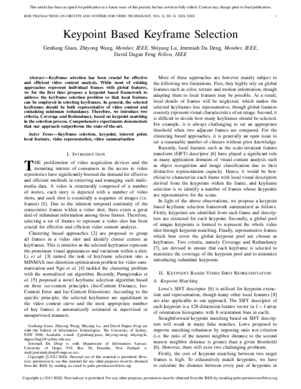 (PDF) Keypoint-Based Keyframe Selection