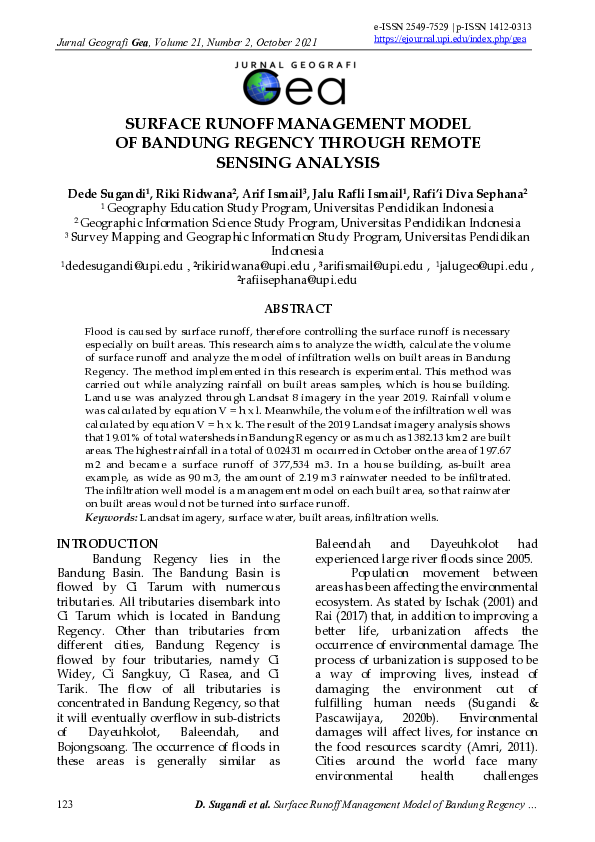 (PDF) Surface Runoff Management Model of Bandung Regency Through Remote ...