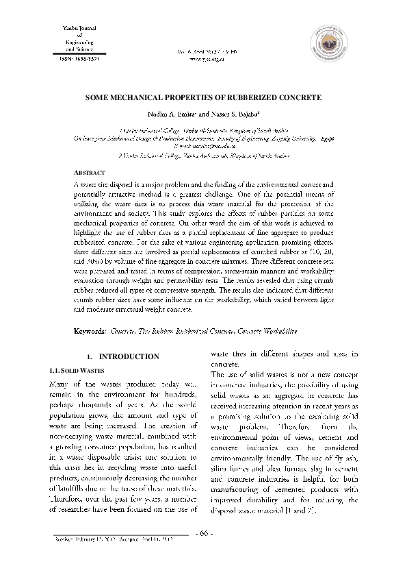 (PDF) Some Mechanical Properties of Rubberized Concrete