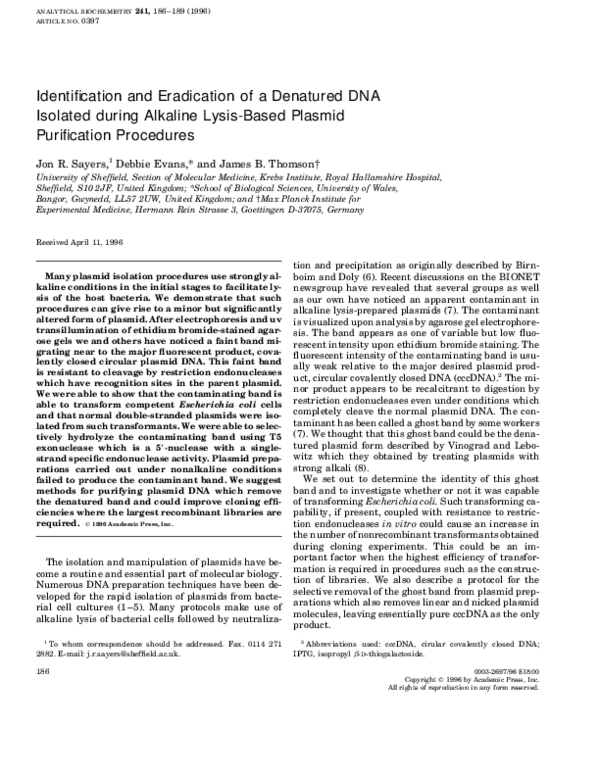 (PDF) Identification and Eradication of a Denatured DNA Isolated during ...