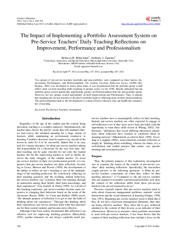 (PDF) The Impact of Implementing a Portfolio Assessment System on Pre ...