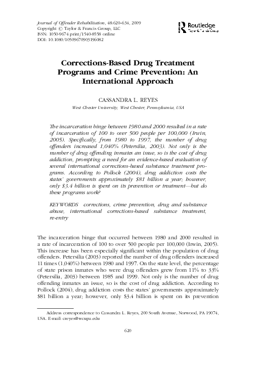 (PDF) Corrections-Based Drug Treatment Programs and Crime Prevention ...