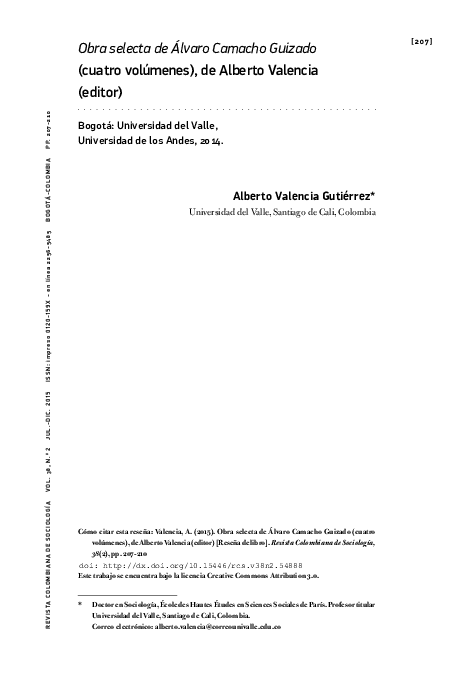 (PDF) Obra selecta de Álvaro Camacho Guizado (cuatro volúmenes), de ...