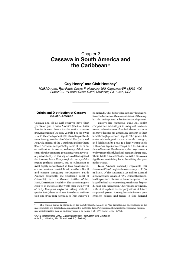 (PDF) Cassava in South America and the Caribbean